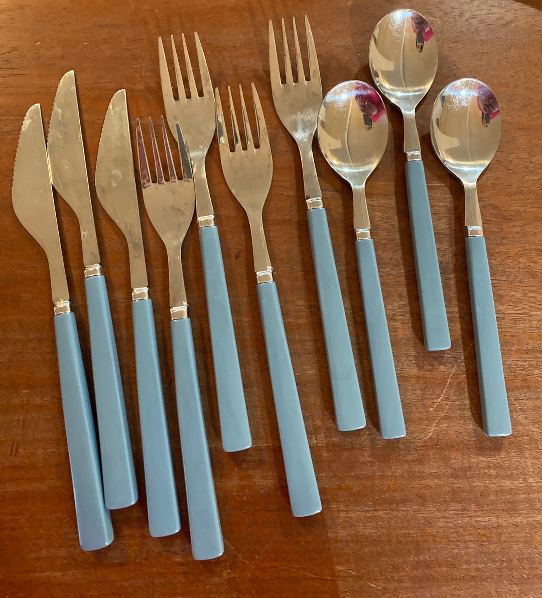 Anacapa Blue Plastic Handles | Stainless Flatware Vintage | Plastic ...