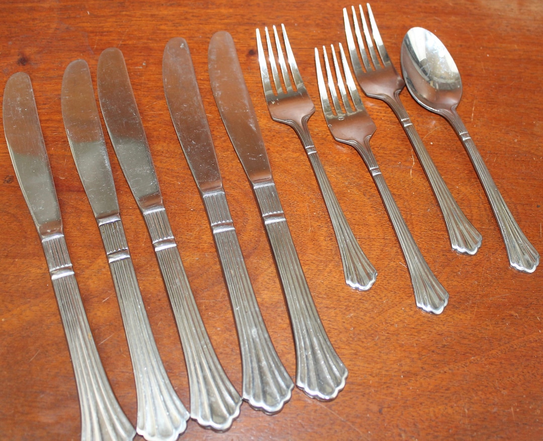 Vintage Flatware Set | Utensils With Ridges | Flared Tip | Similar to ...