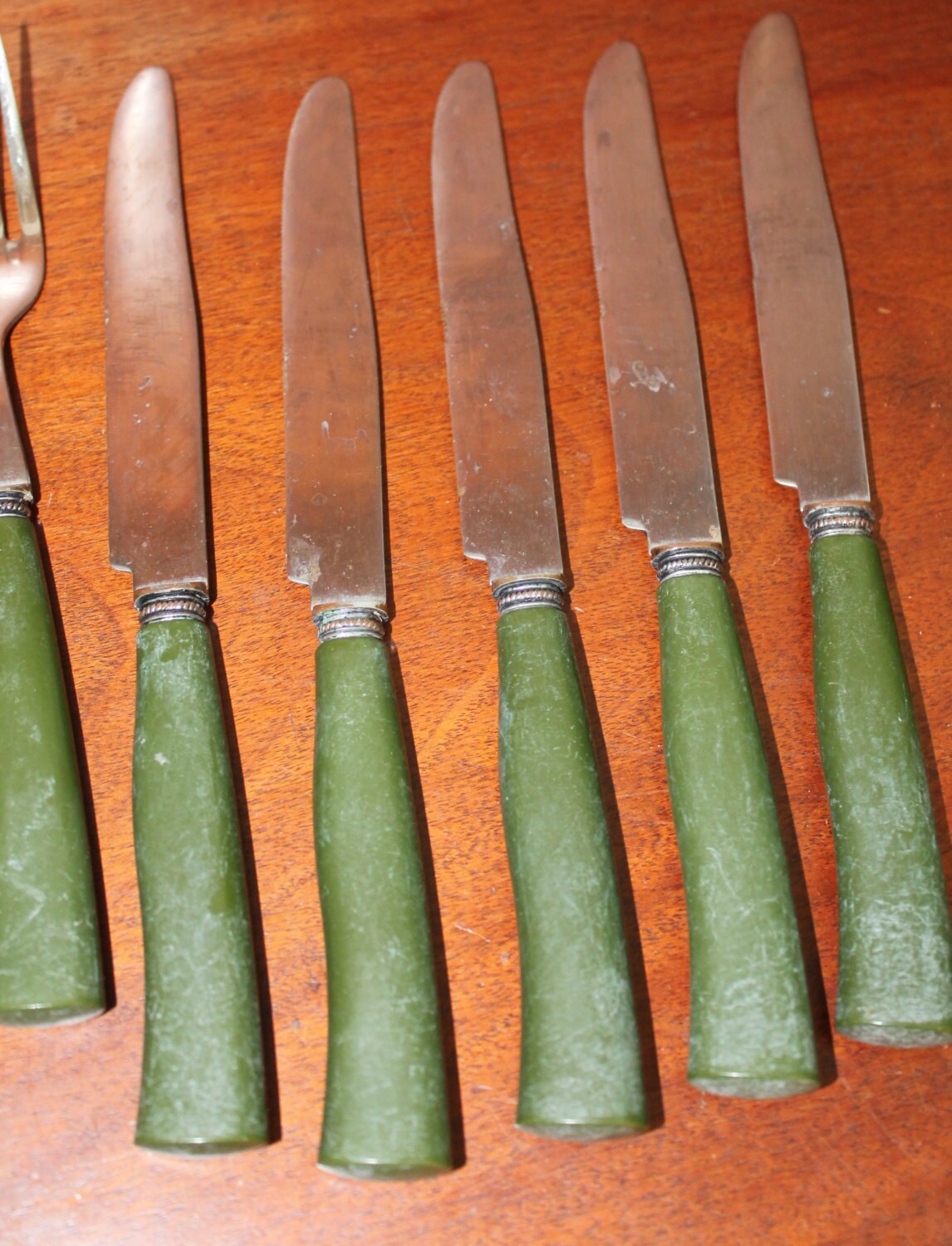 Green Handle Oneida 18 10 Vintage Silverware Replacement - Etsy