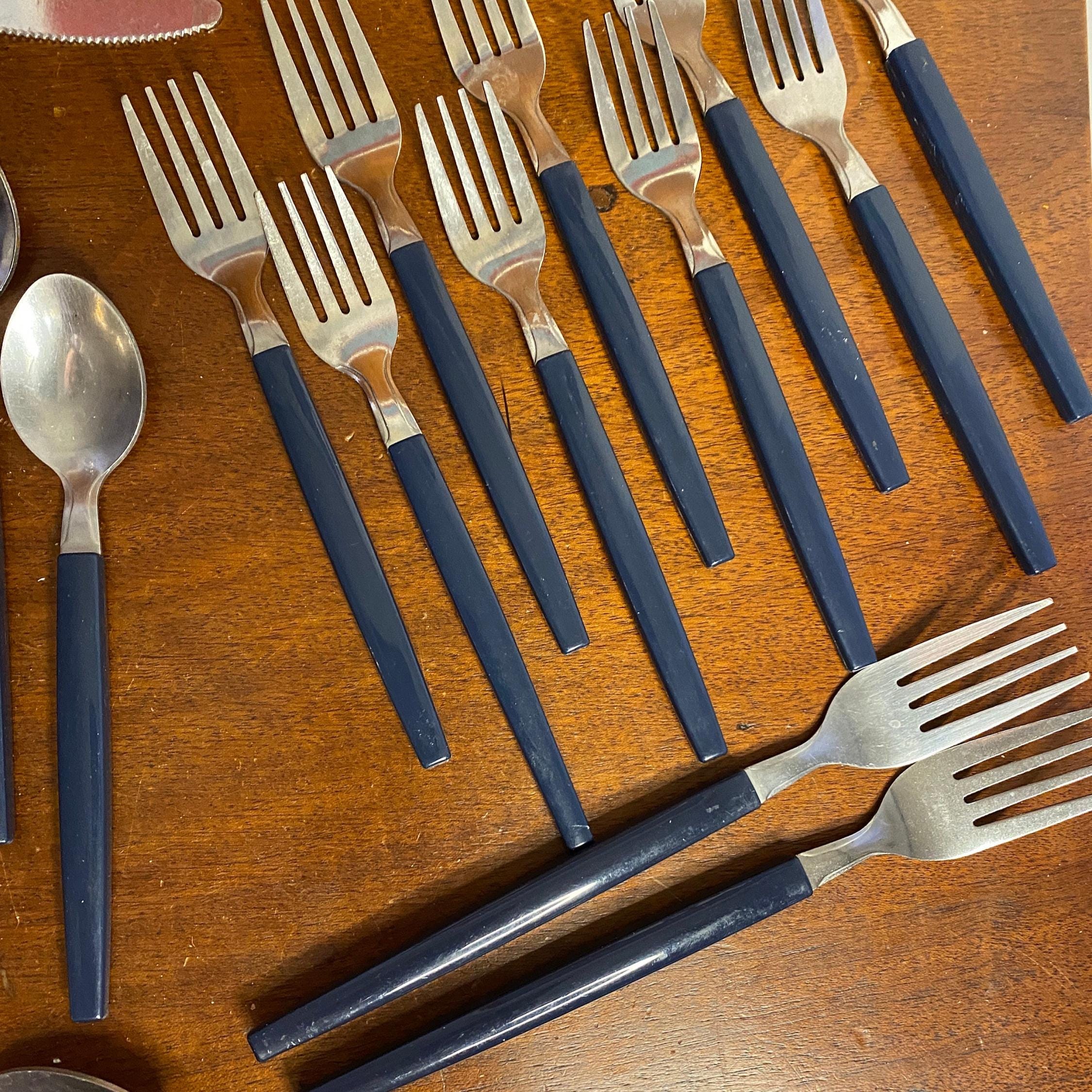 Blue Handled Vintage Silverware | Stainless Steel Replacements ...