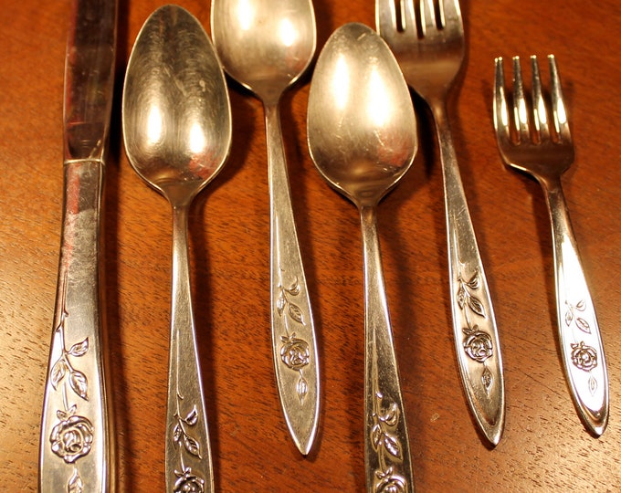 Vintage Flatware by Oneida in My Rose Pattern Stainless Silverware Roses Floral Flowers - Etsy