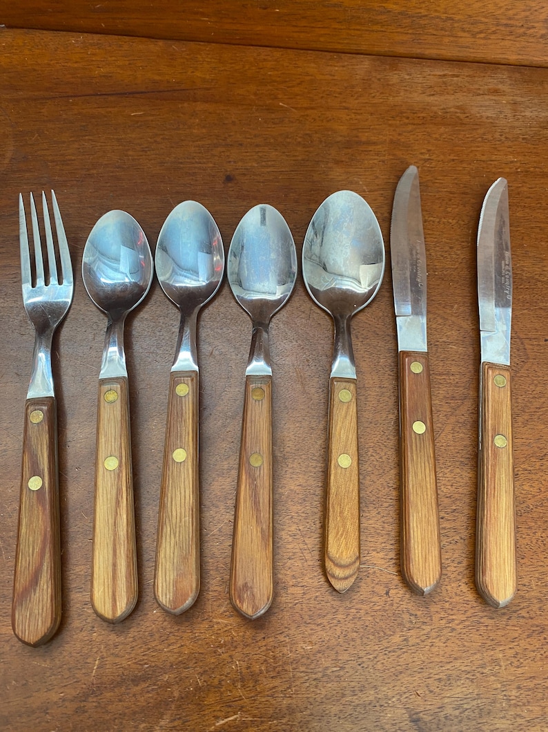 Vintage Flatware From WASHINGTON FORGE in Town & Country Pattern Wood ...