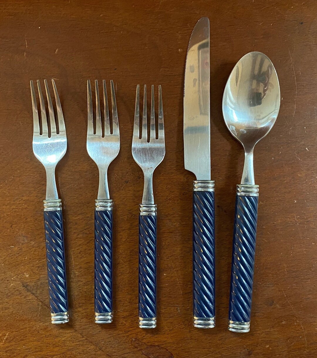 Vintage Silverware | Blue Plastic Ridge | Picnic | Replacement Flatware ...