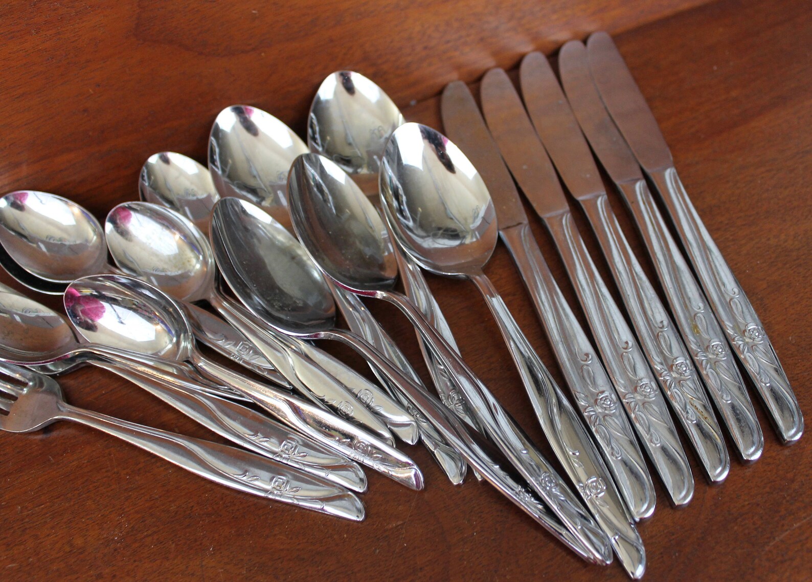 Rose Silverware Vintage Flatware Stainless Marked Japan - Etsy
