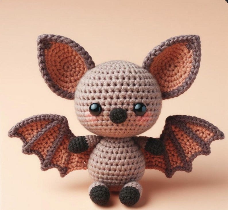 Handmade Crochet Halloween Bat Keychain Plush, Cute Amigurumi Bat Charm ...