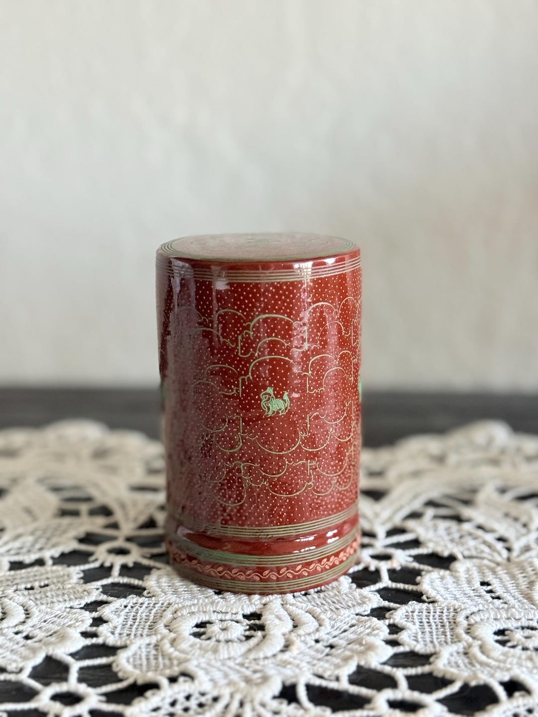 Handmade Red Lacquer Container – Southeast Asian Decorative Box ...