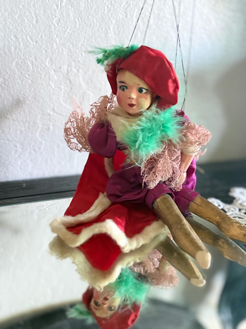 Vintage 1950s Marionette Doll -wooden Hand-painted Puppet- Creepy Cute ...