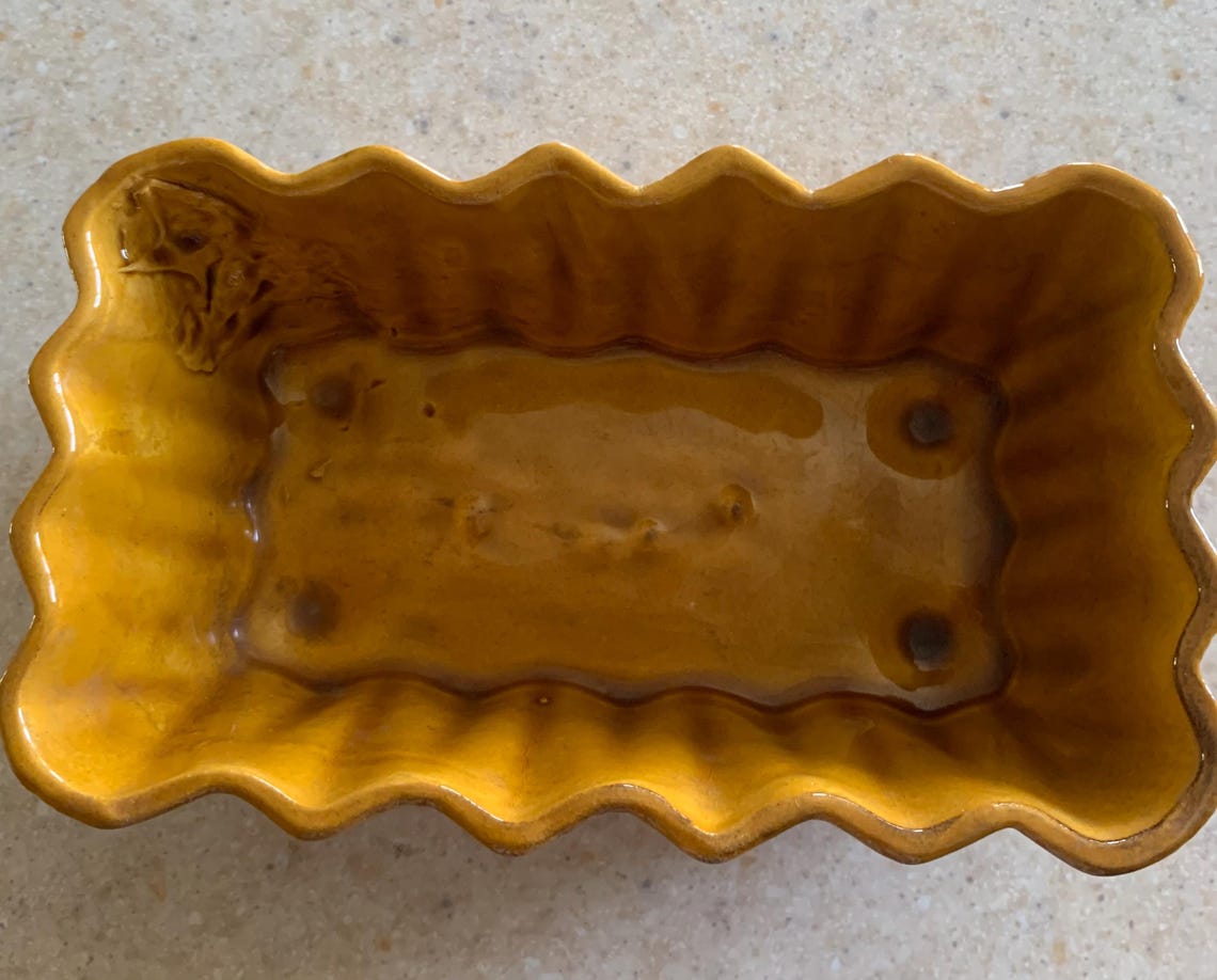 Vintage UPCO USA Pottery Gold Brown Pleated Rectangular Planter 278 - Etsy