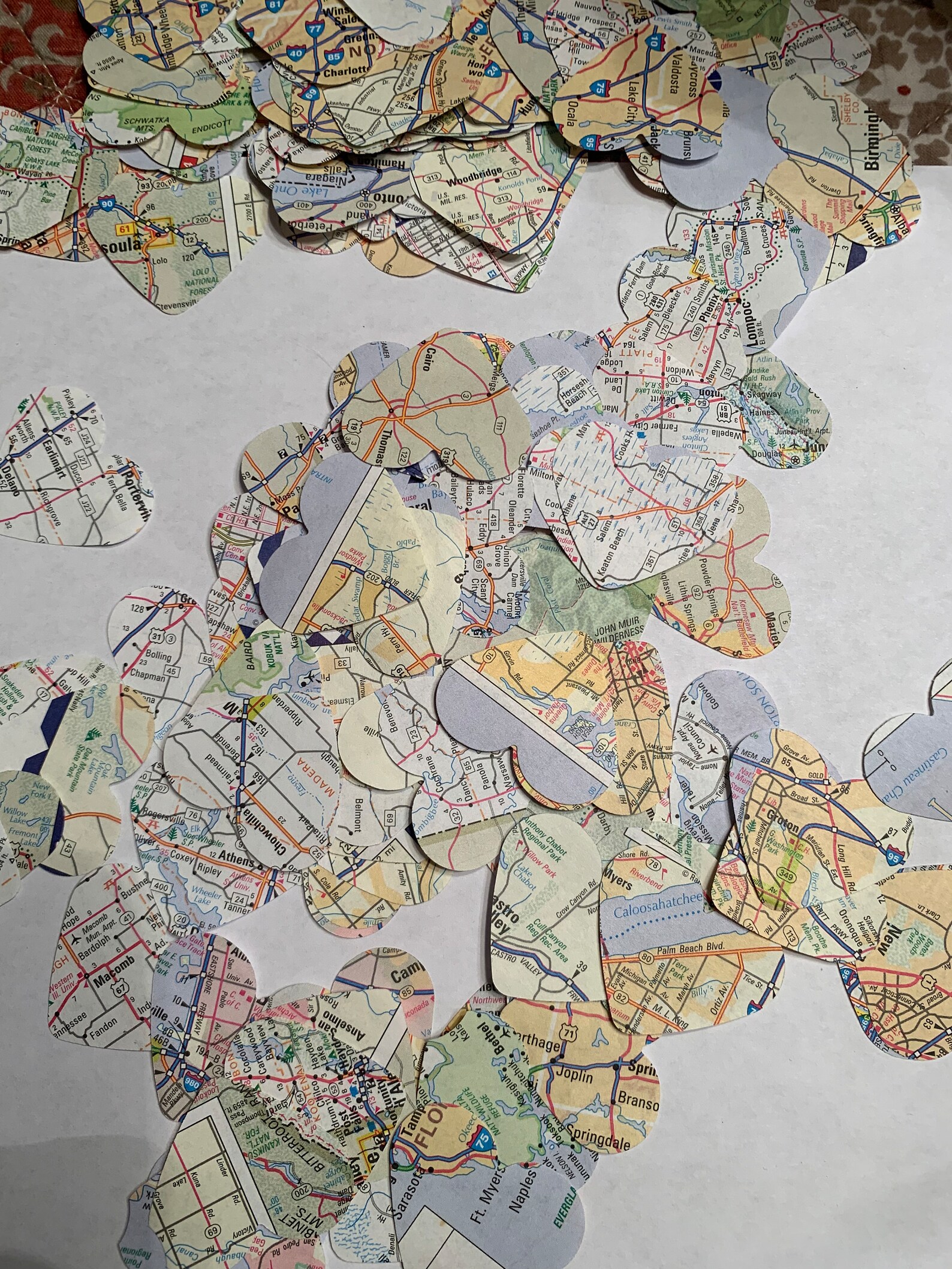 200 Punched Map Paper Hearts-2 Sided - Etsy