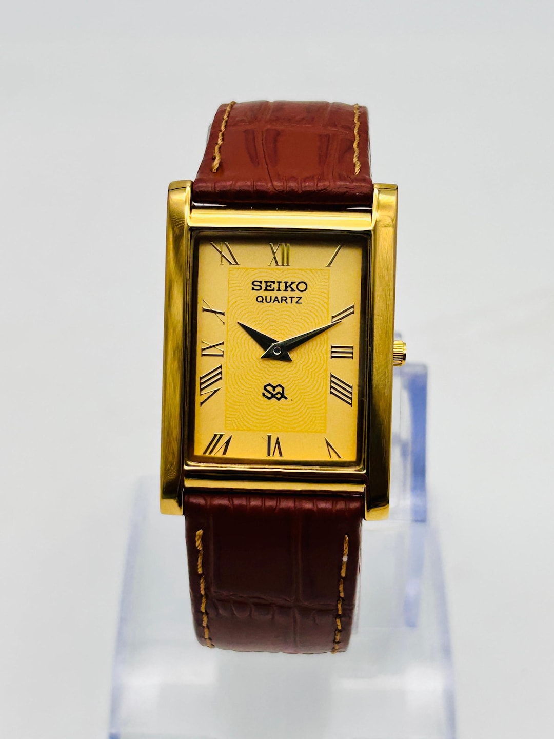 Vintage Seiko Quartz Tank Watch: Gold Plated Rectangle Dress Watch - Etsy
