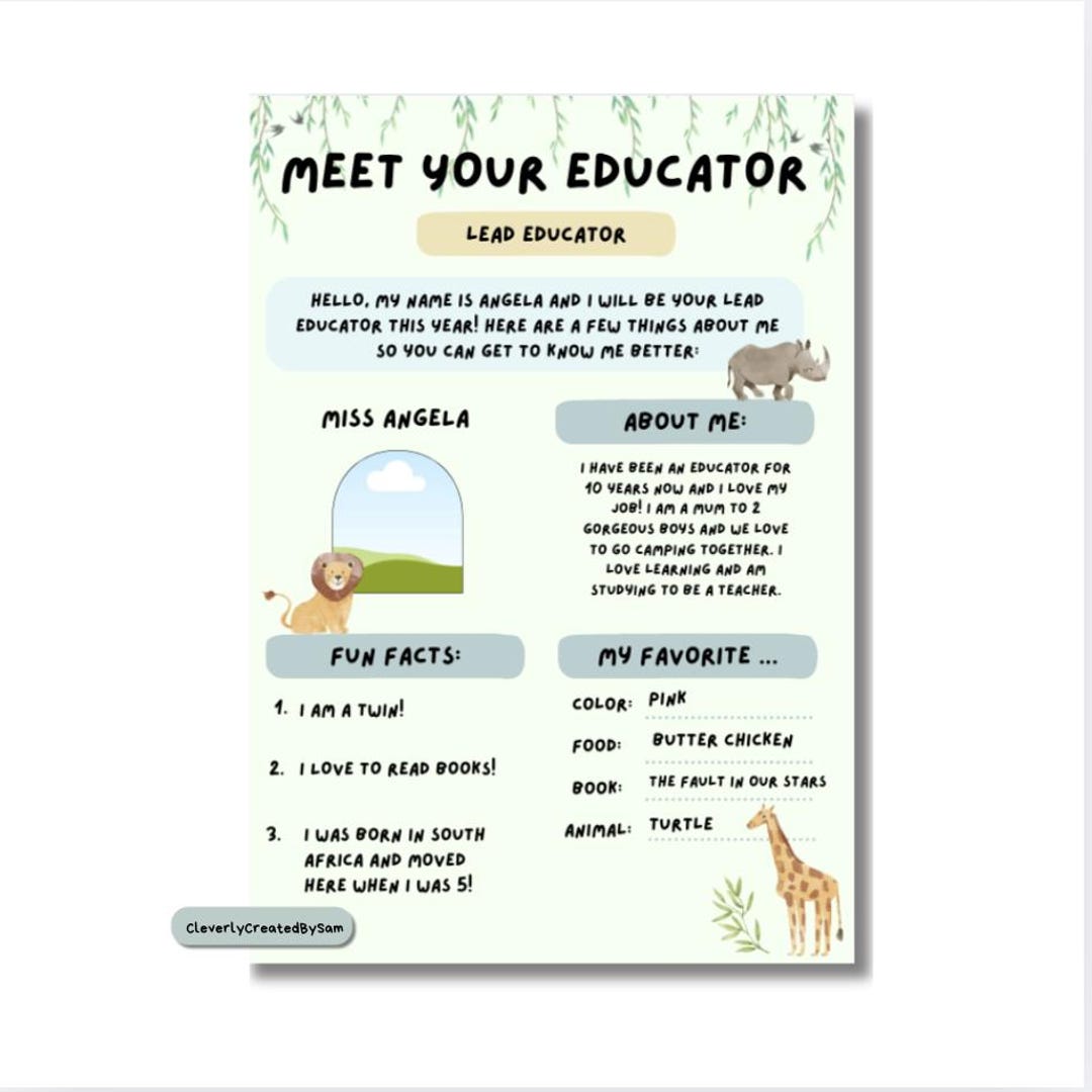 Jungle Theme Meet the Teacher Template | Pastel Classroom Decor ...