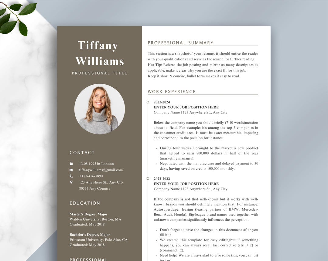 Modern CV and Resume Template | Editable Word, Apple Pages & Canva ...