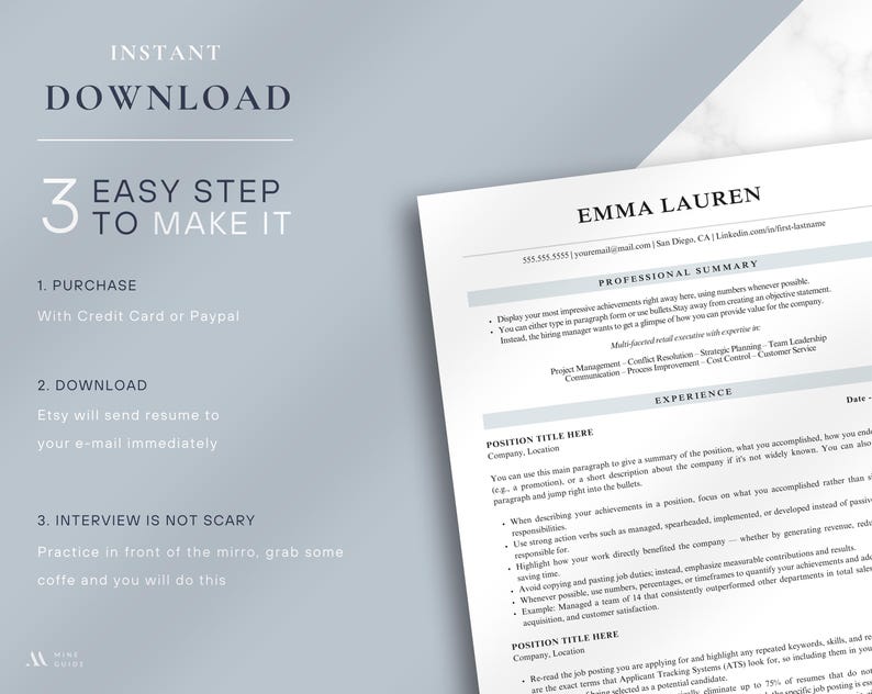 ATS Friendly Resume Template for Word, Canva and Pages Resume, ATS ...