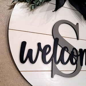 Front Door Wreath Initial Door Hanger Welcome Front Door Sign Spring ...