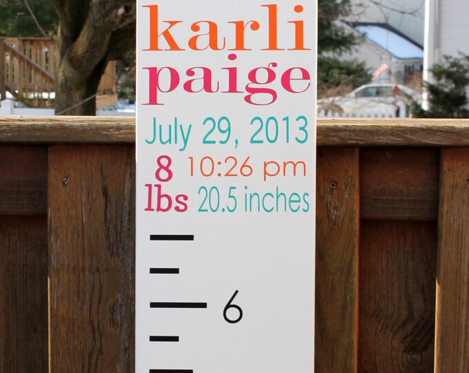 Growth Chart Ruler - Wooden Custom 8" X 65" Unique Baby or Toddler Gift ...