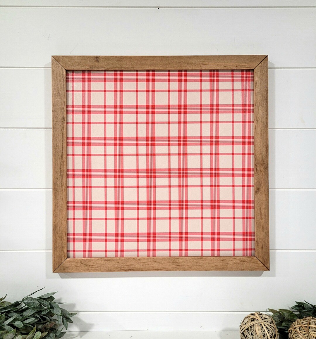 Red Plaid Wood Sign | Plaid Print Sign | Red Buffalo Check Wood Sign ...
