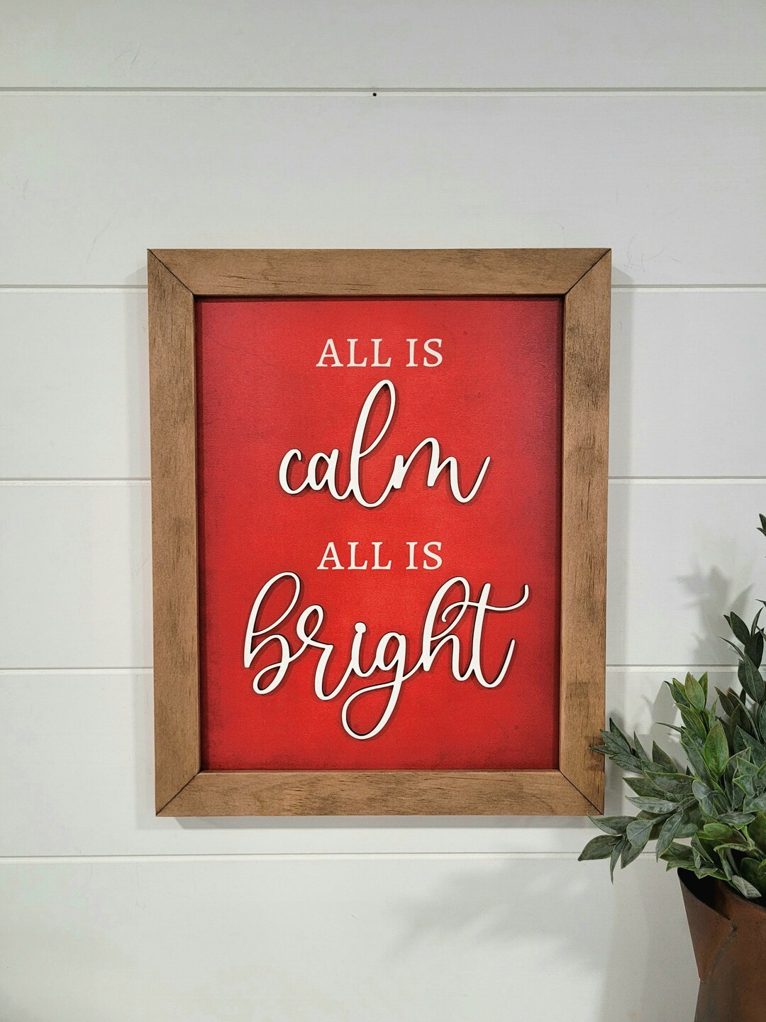 All is Calm All is Bright Wood Sign 3d Lettering Christmas Sign ...