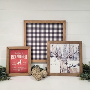 Buffalo Plaid Wood Layering Sign Set Christmas Sign Bundle Mantel Sign ...