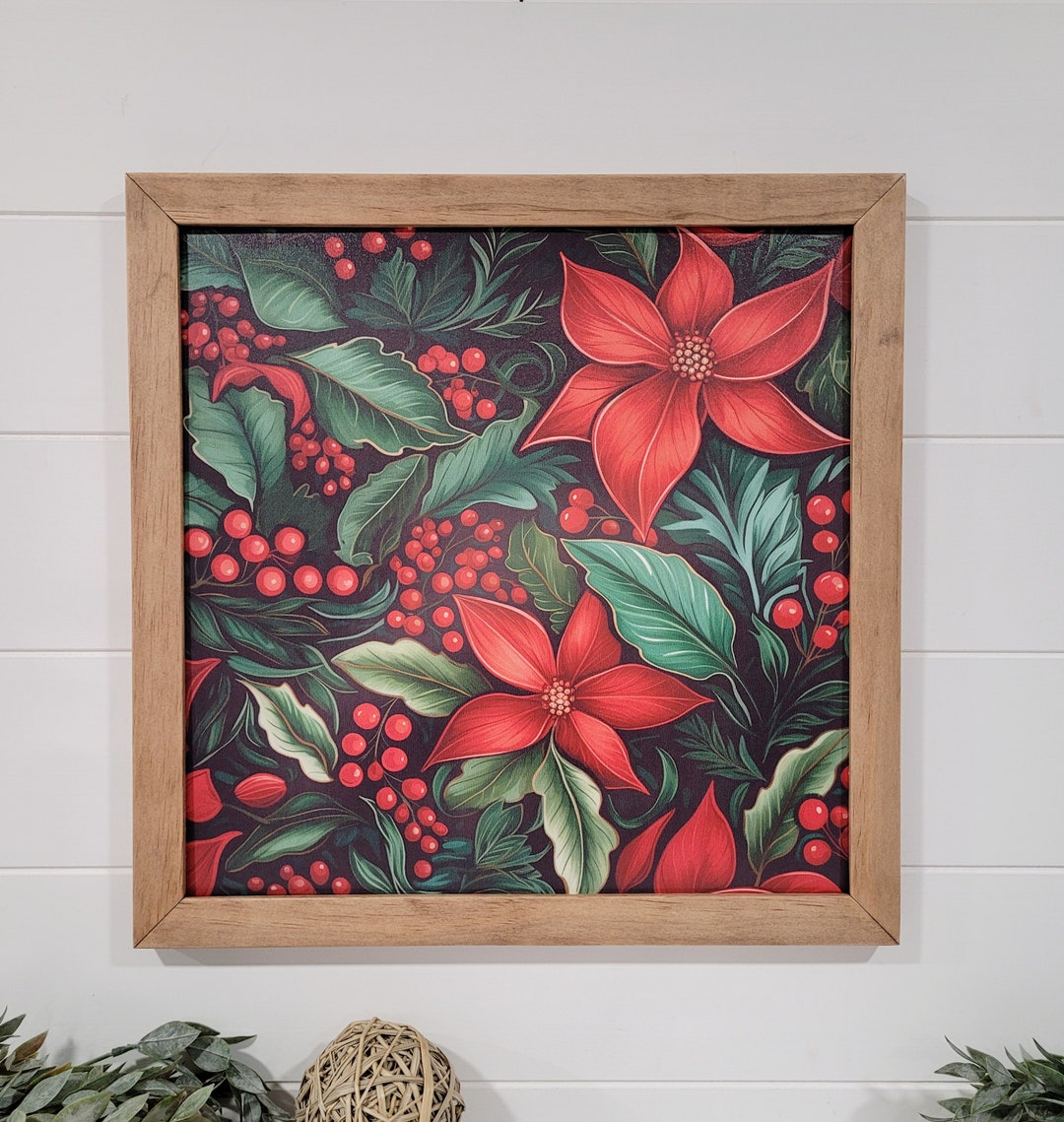 Christmas Floral Wood Sign Layering Sign Mantel Sign Christmas Home ...