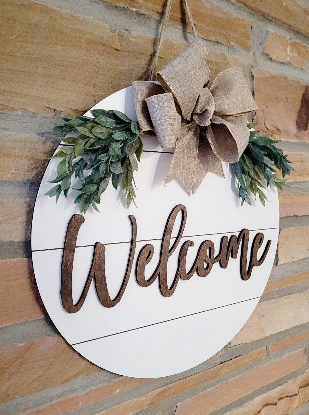 Welcome Door Hanger | Farmhouse Decor | Spring Wreath - Etsy