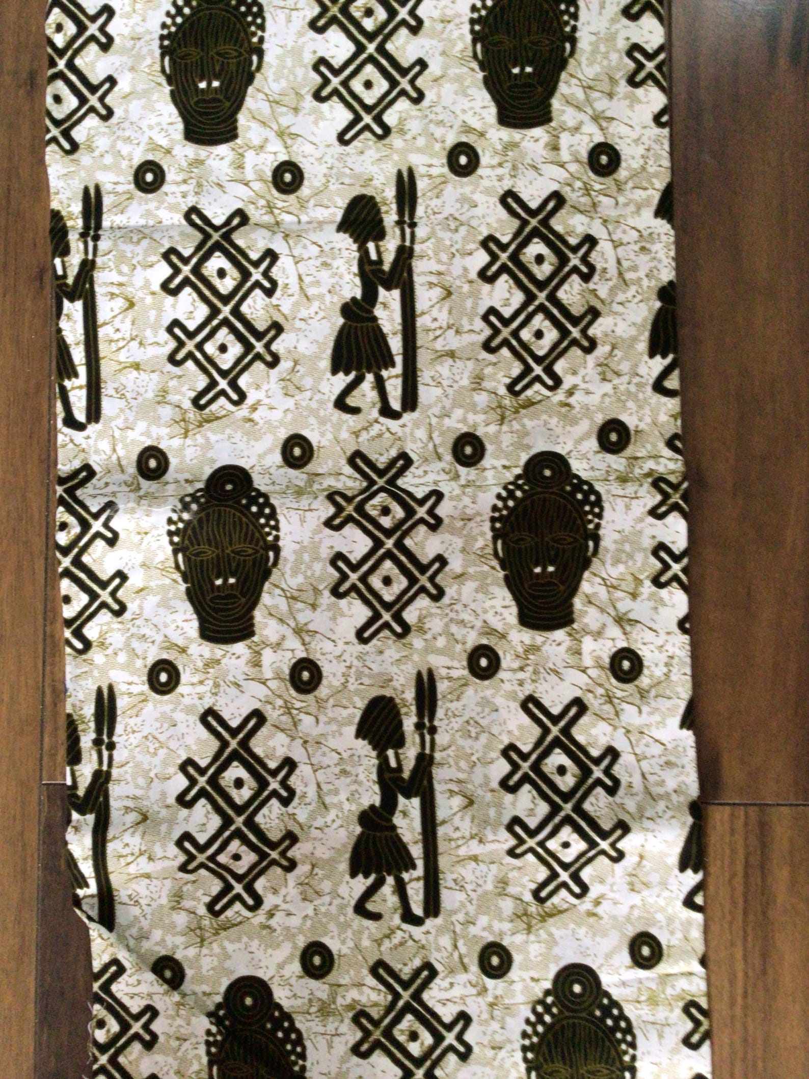African Fabric/material With Face, Figure With Javelin Print for Sewing ...