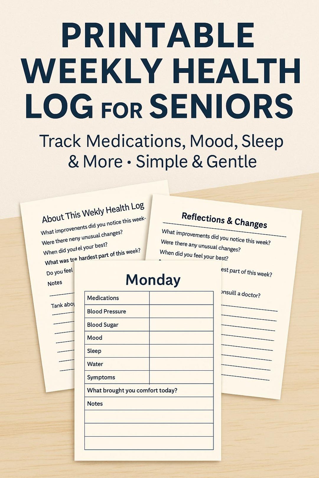 Wellness Log for Seniors – Printable Weekly Health Journal - Etsy