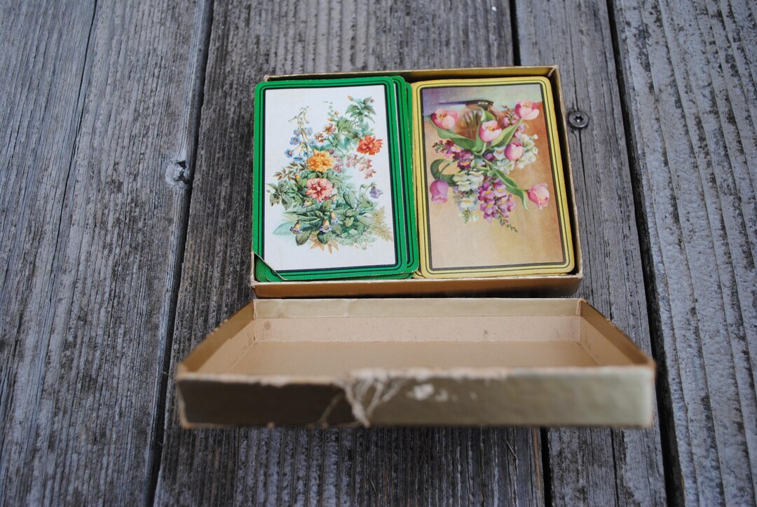 Vintage Bridge Set Two Decks of Beautiful Bouquet Playing Cards - Etsy