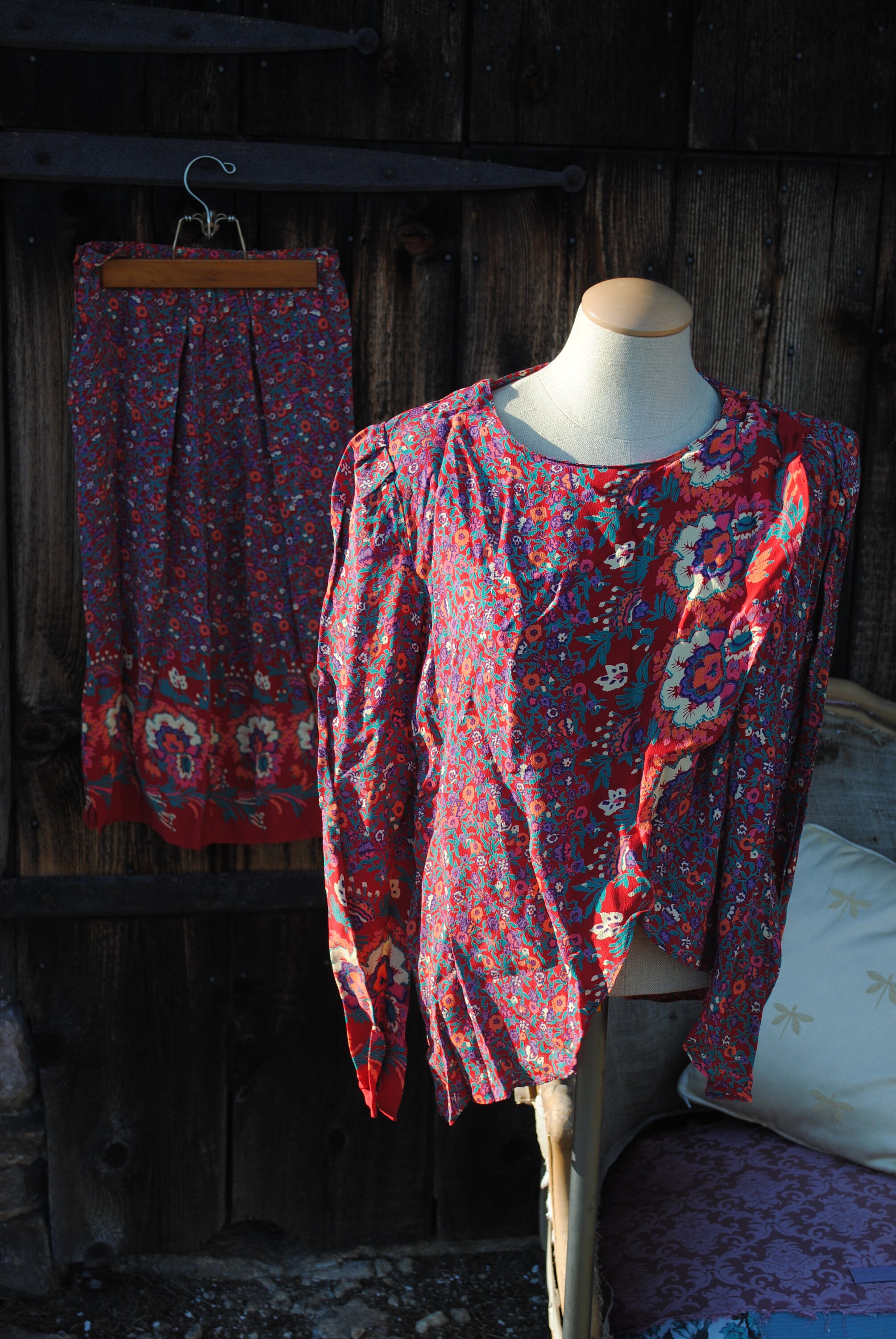 Vintage Prairie Floral Mixed Print Blouse and Skirt Set - Etsy