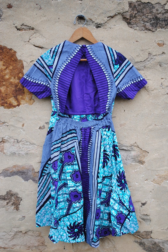 Beautiful Blue Block Print Dress African Fabric Tunic - Gem