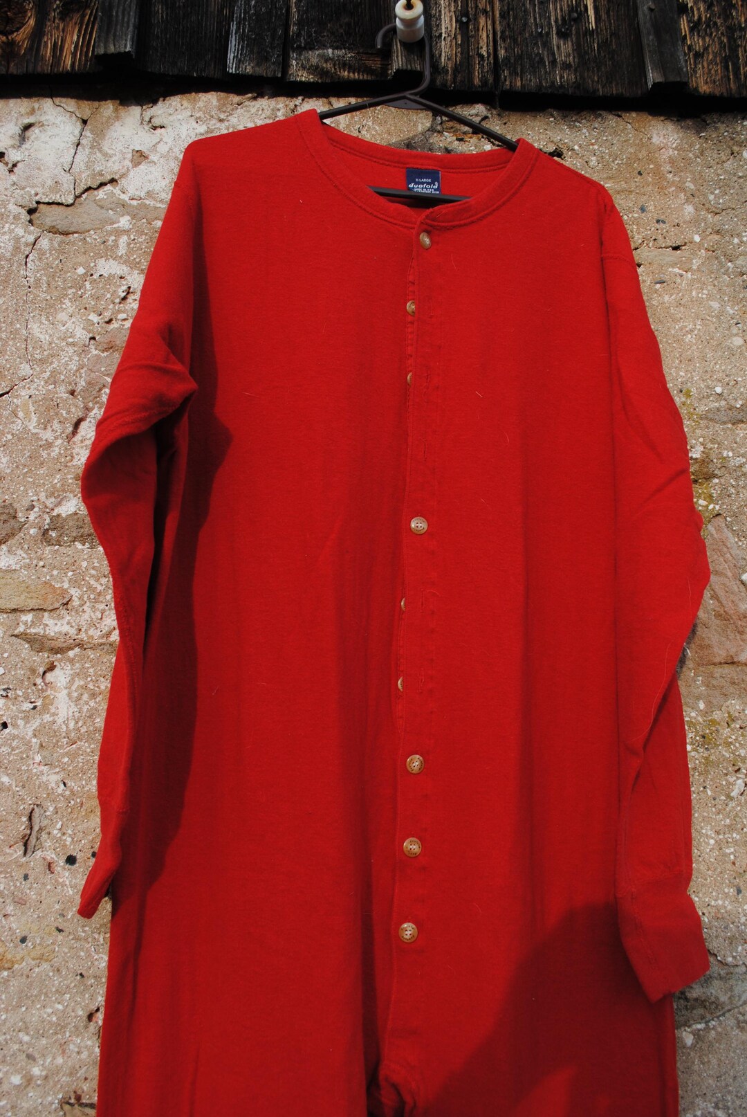 Vintage Red Wool Union Suit Duo-fold Winter Morning Pajamas or Camping ...