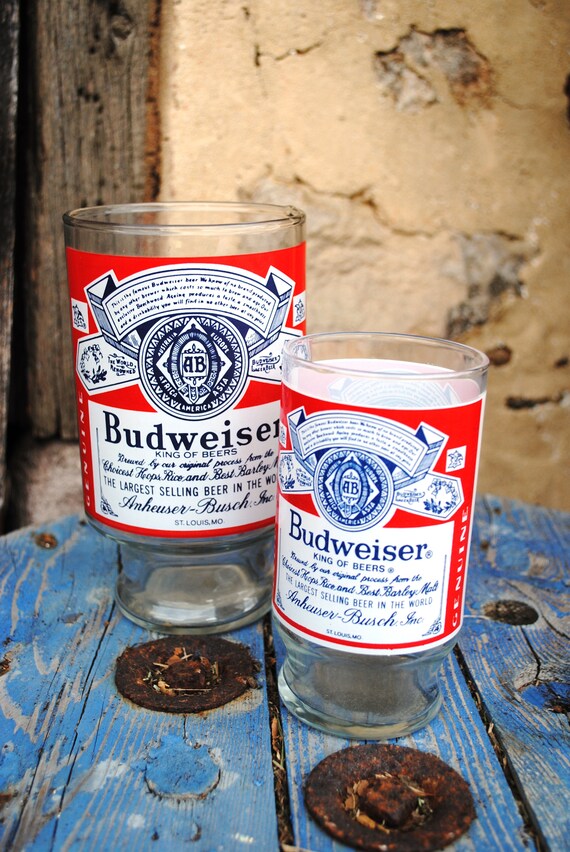 Vintage Budweiser Novelty Beer Glass Pair - Etsy