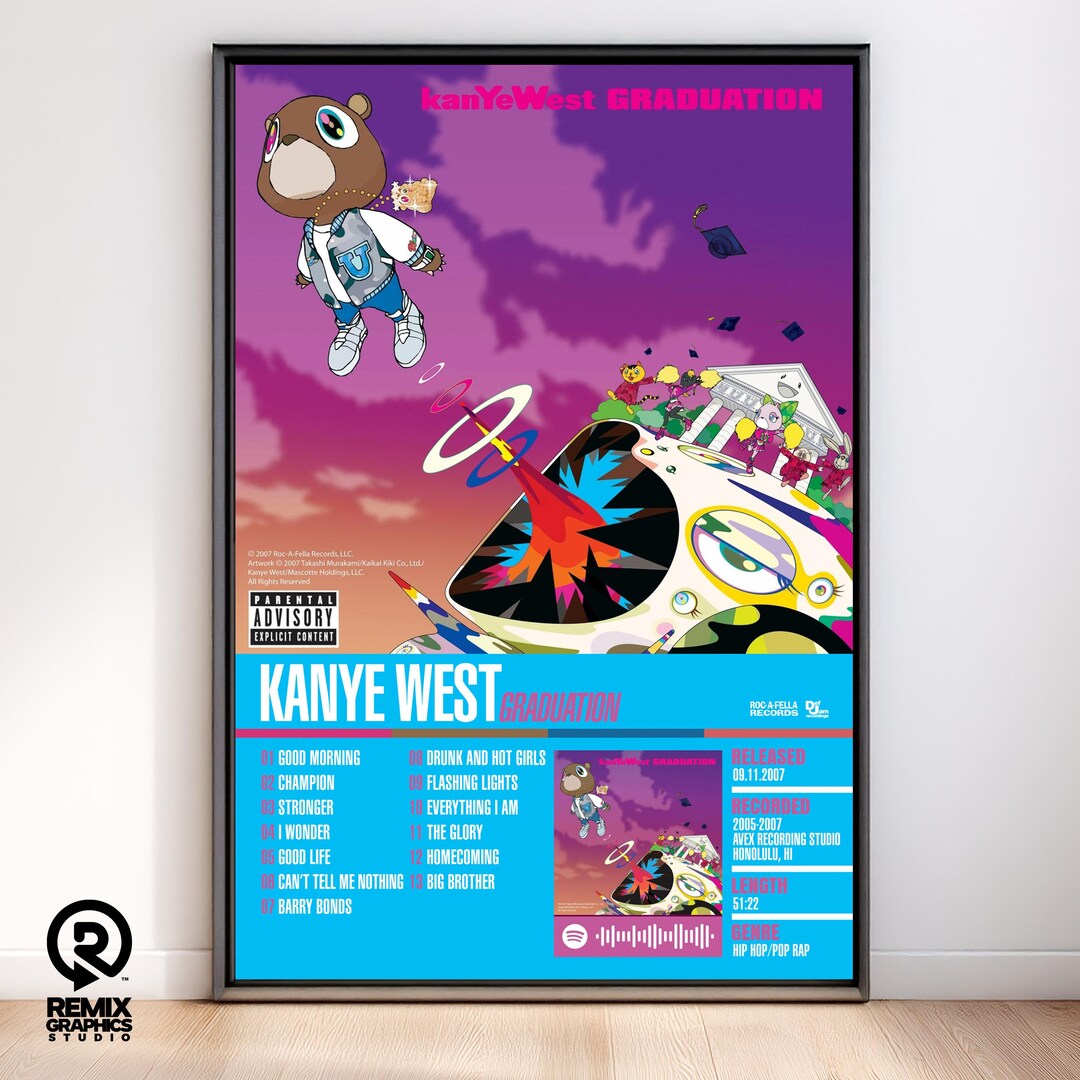 Kanye West ‘graduation’ Album Poster, Tracklist Wall Art (digital ...
