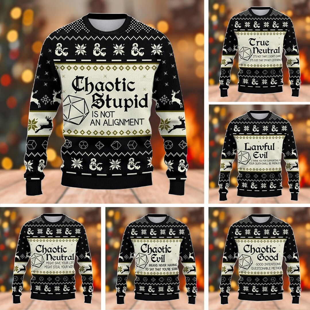 Chaotic Stupid Game Christmas Sweater, Funny Roleplay Alignment Gift ...