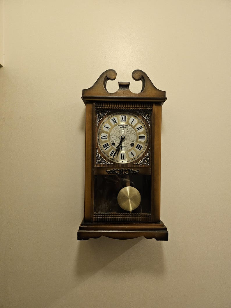 Vintage Korean Wall Pendulum Clock – Golden Time Beacon Wooden Case ...