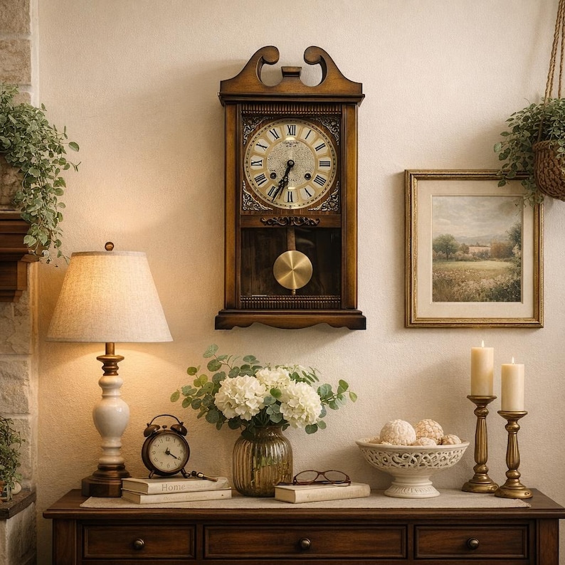 Vintage Korean Wall Pendulum Clock – Golden Time Beacon Wooden Case ...