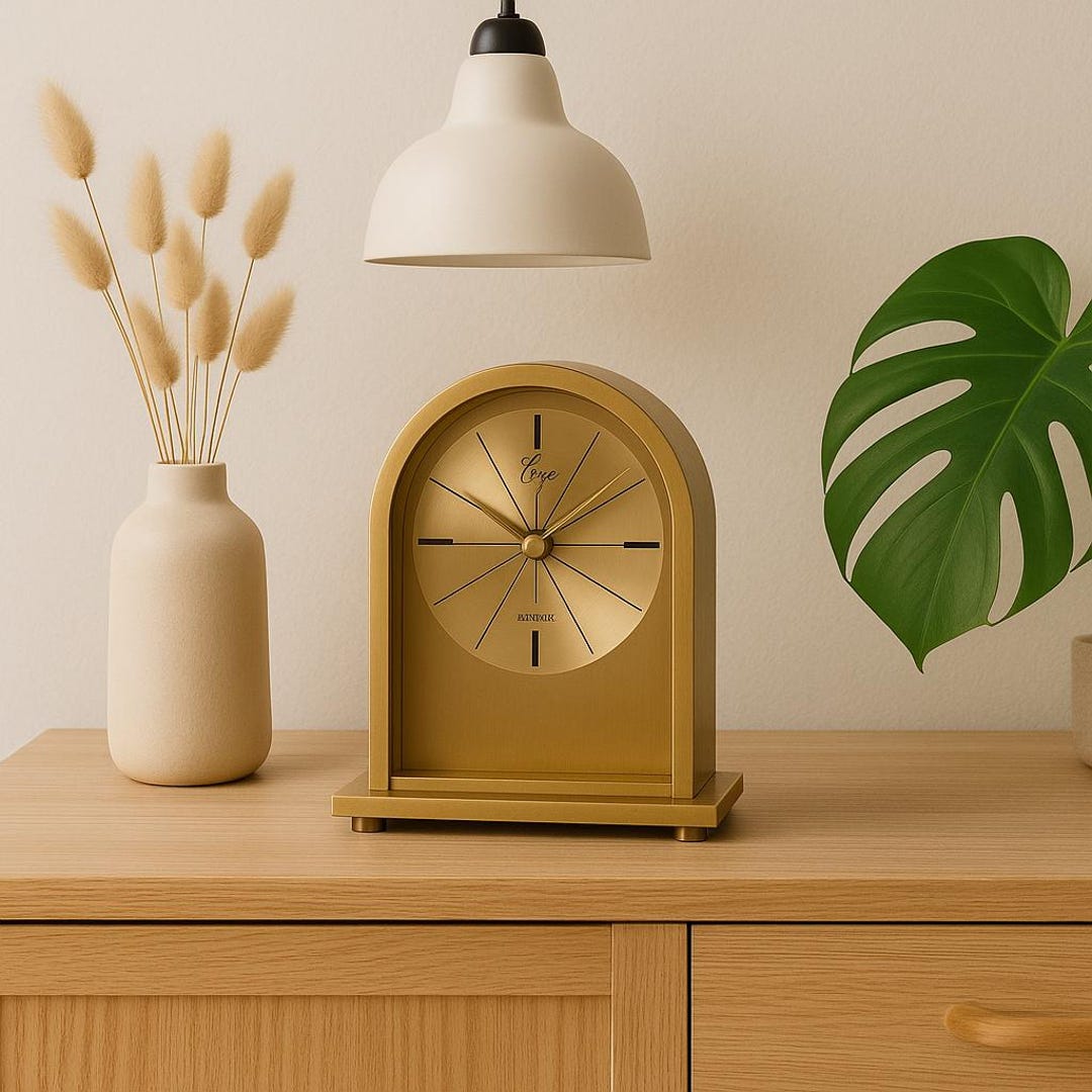 Vintage Brass Mantel Clock by Ergo Mid Century Modern Desk Clock Korean ...