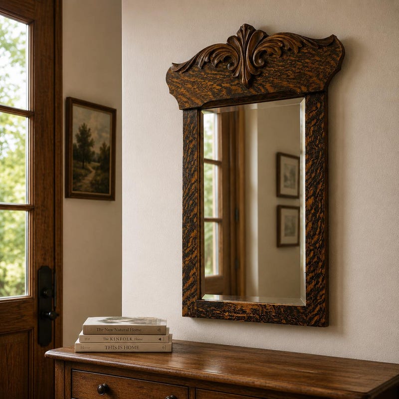 Antique Tiger Oak Mirrors - Etsy