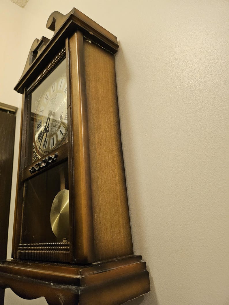 Vintage Korean Wall Pendulum Clock – Golden Time Beacon Wooden Case ...