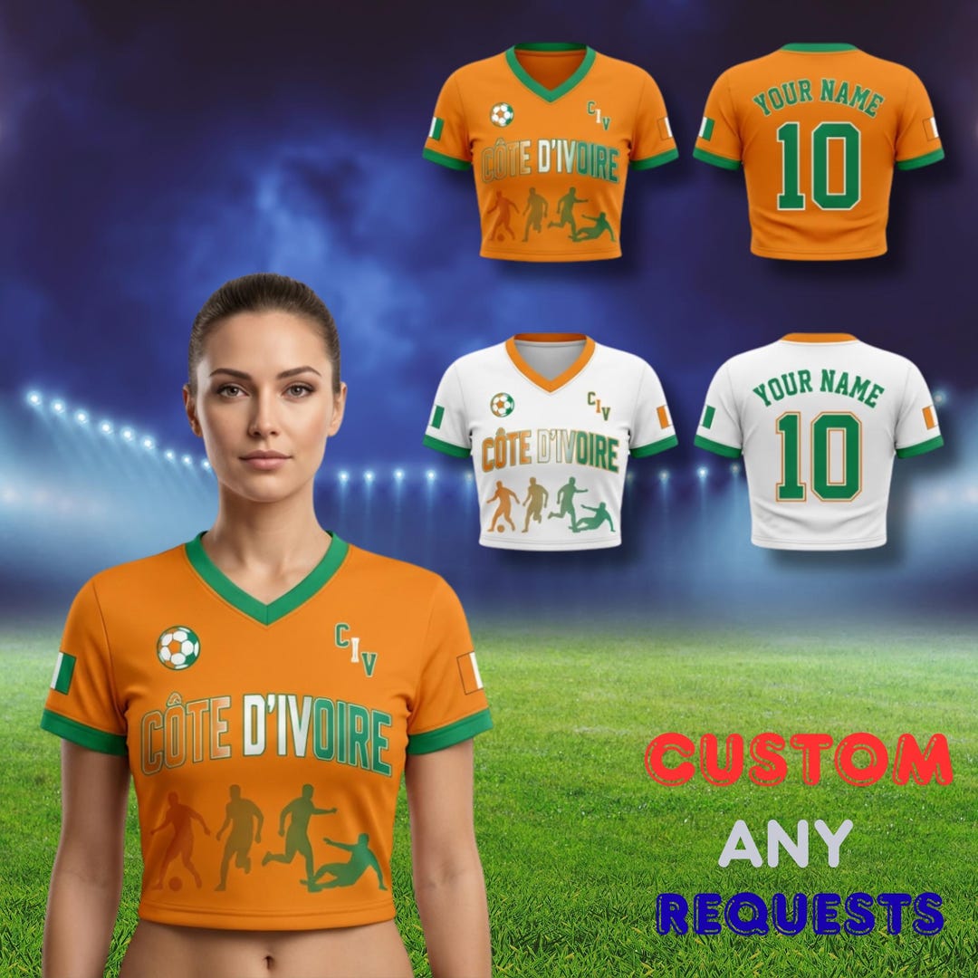 Cote D Ivoire 2026 Fan Crop Top, Custom Soccer Jersey Shirt ...