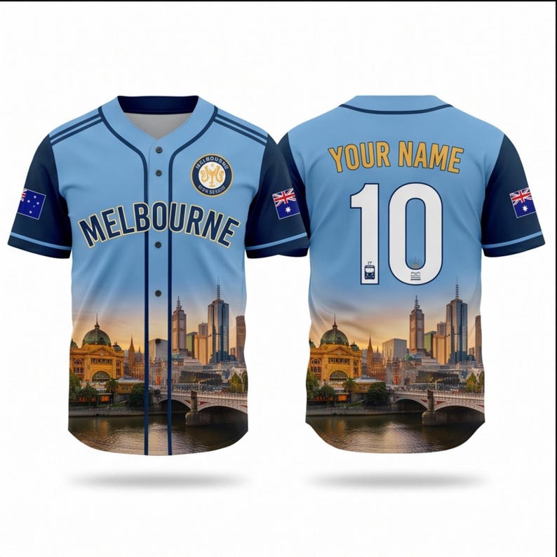 Melbourne Australia Skyline Shirt Set Baseball T-shirt Hawaiian Custom ...