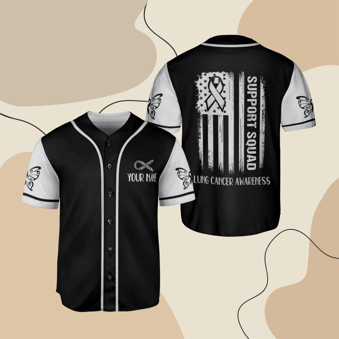 Lung Cancer Awareness Baseball Jersey — Custom Name | Support Squad ...
