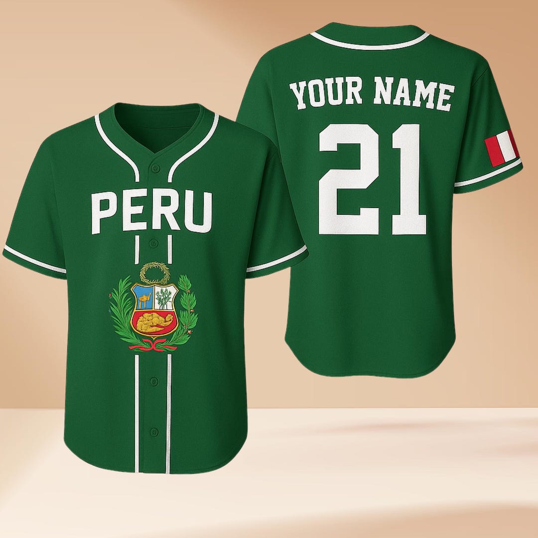 Personalized Peru Baseball Jersey With Custom Name & Number – Green ...