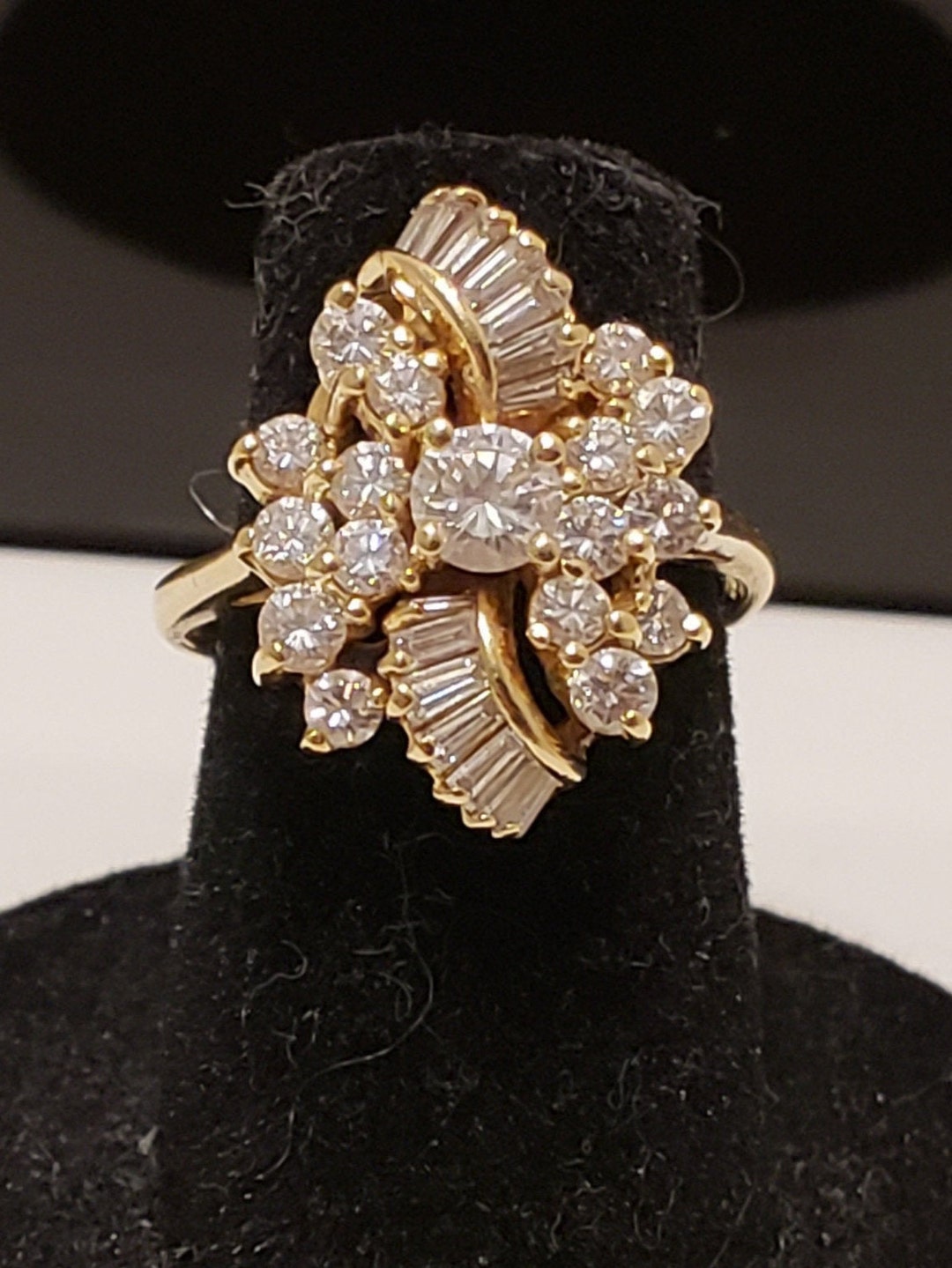 Damas Vintage Baggett Dinner Diamond Ring - Etsy España