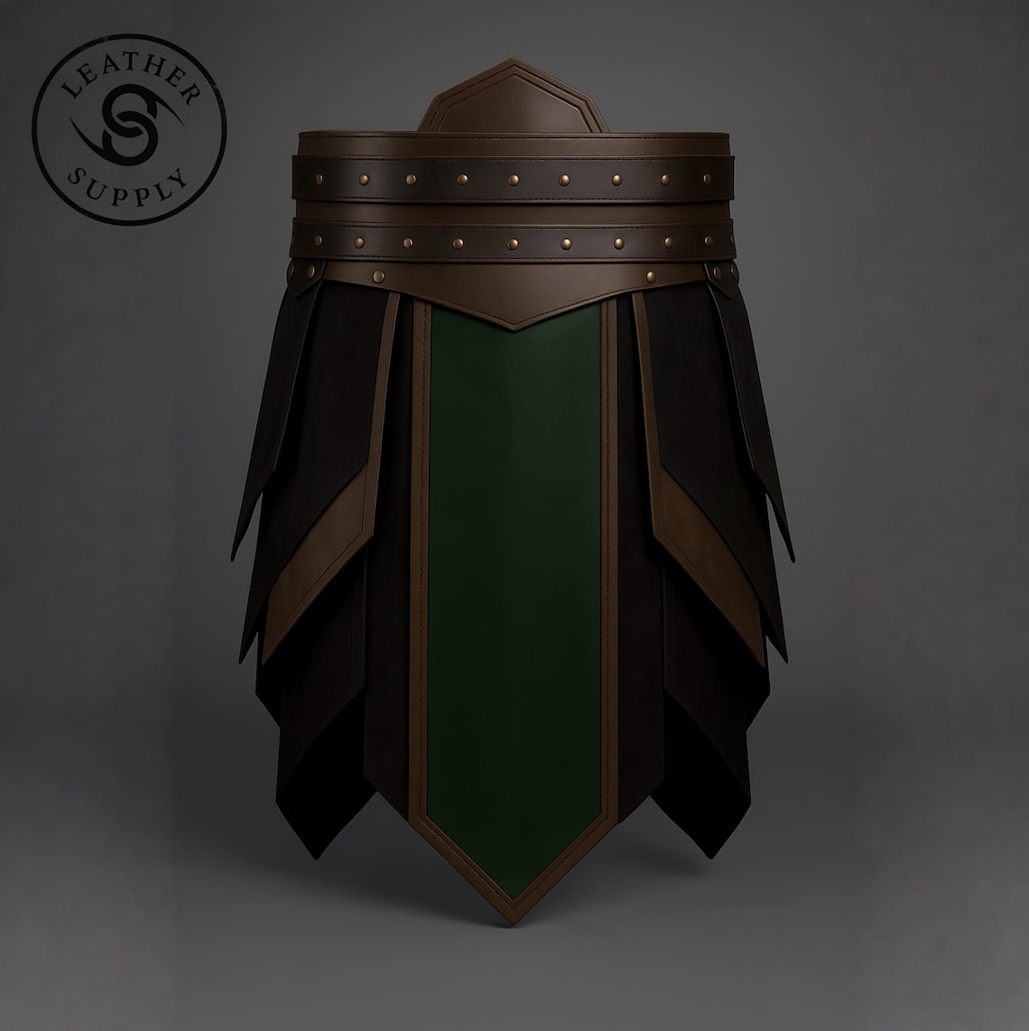 Handmade Viking Leather Battle Kilt: Brown & Green Warrior Armor - Etsy