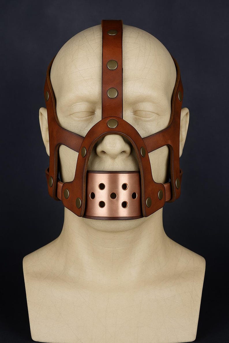 Handmade Leather Face Restraint Mask | Steampunk Head Harness - Etsy