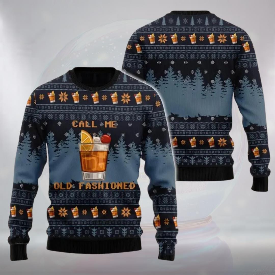 Call Me Old Fashioned Whiskey Cocktail Ugly Christmas Sweater - Etsy