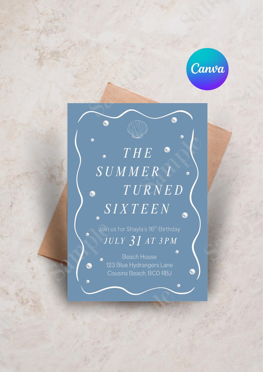 Editable “the Summer I Turned Pretty” Invitation Set | Canva Template ...