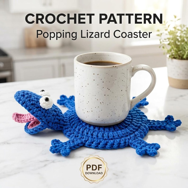 Tom Lizard Popping Coaster Crochet Pattern, Crochet Coaster Pattern ...