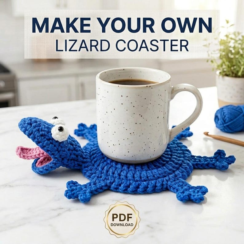 Tom Lizard Popping Coaster Crochet Pattern, Crochet Coaster Pattern ...