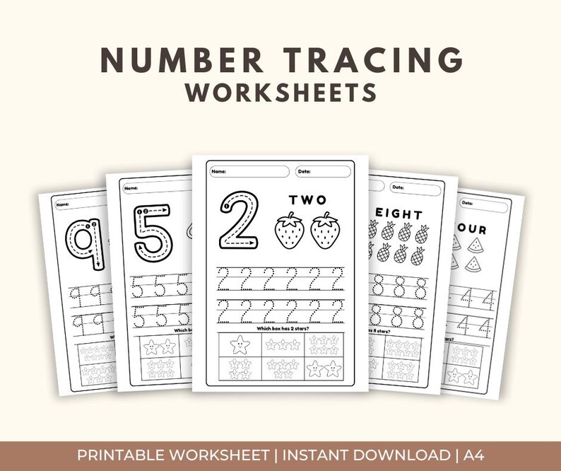 Number Tracing 1–10 Printable | Preschool Worksheet | Kids Handwriting ...